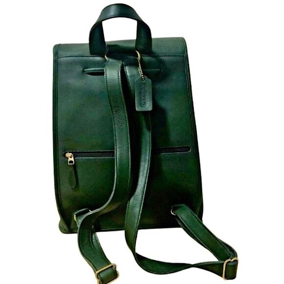 Coach | Bags | Vintage Coach Green Leather Weekend Backpack Rucksack ...